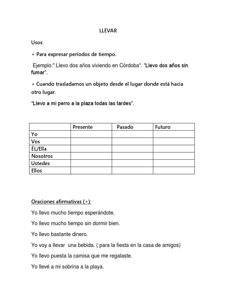 Verbo Llevar | PDF