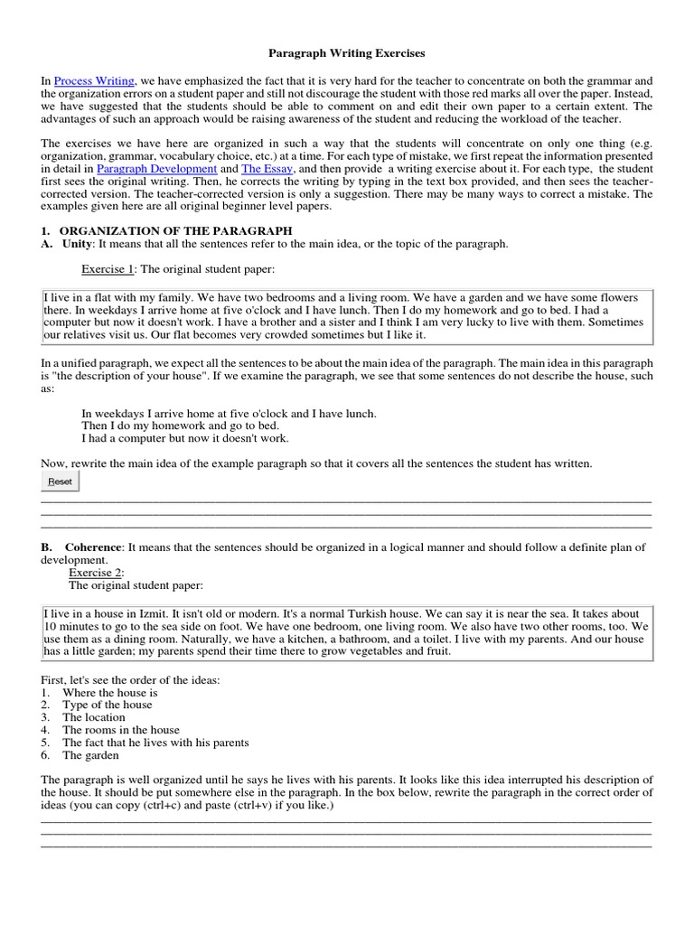 Paragraph Writing Exercises | PDF | Paragraph | Friendship