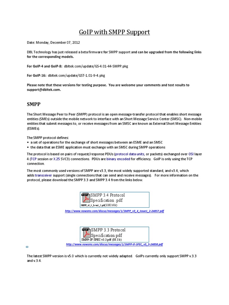 GoIP With SMPP Support | PDF | Internet Protocol Suite | Computer Network