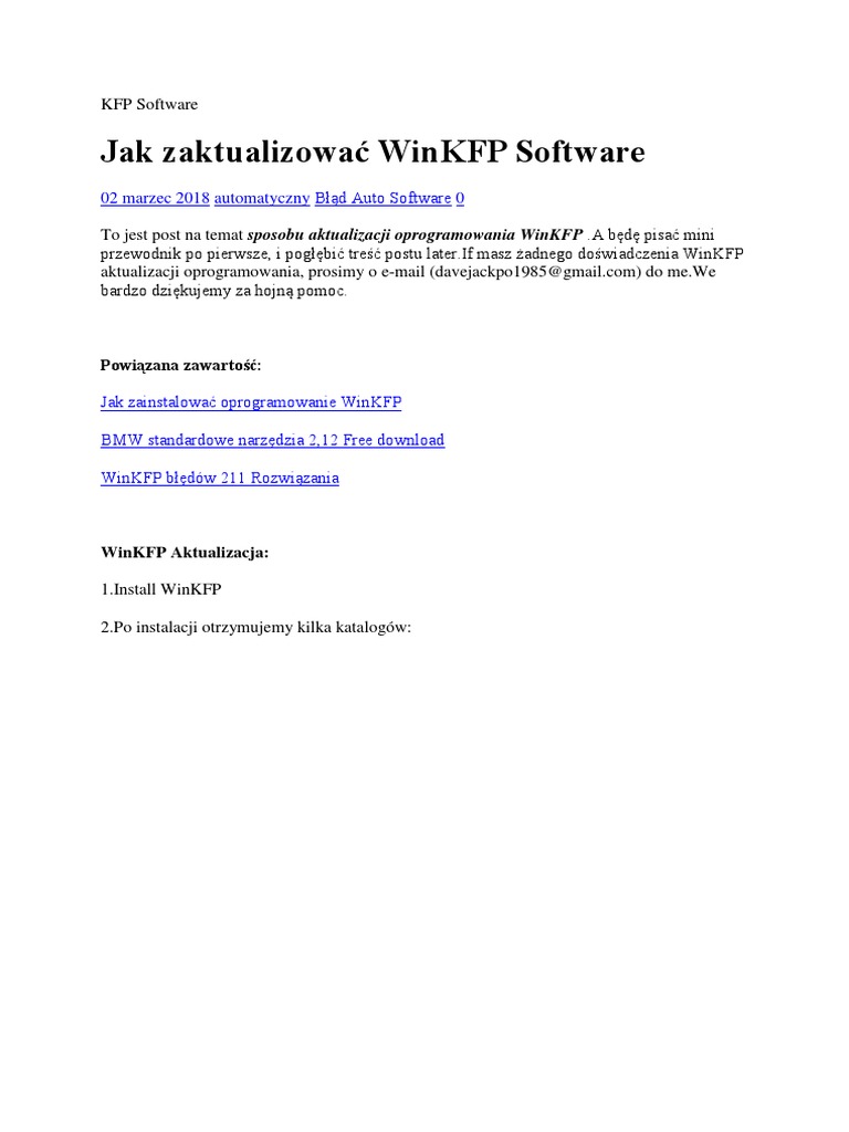 Jak Aktualizować WinKFP | PDF