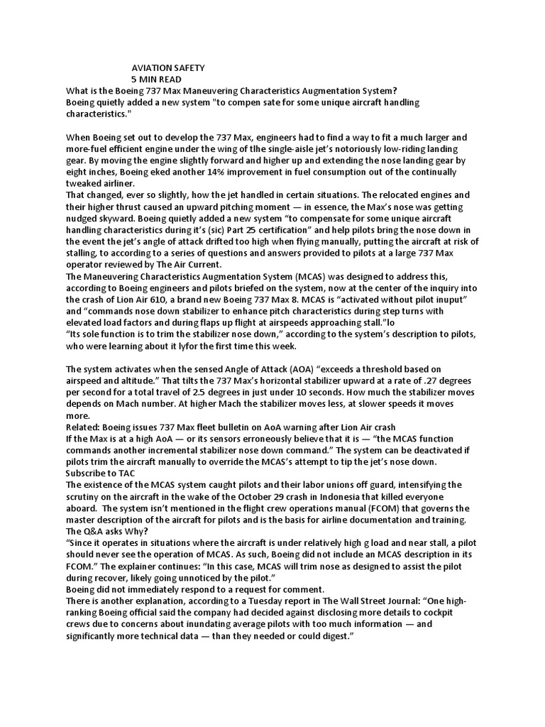 MCAS | PDF | Aviation | Spaceflight Technologies