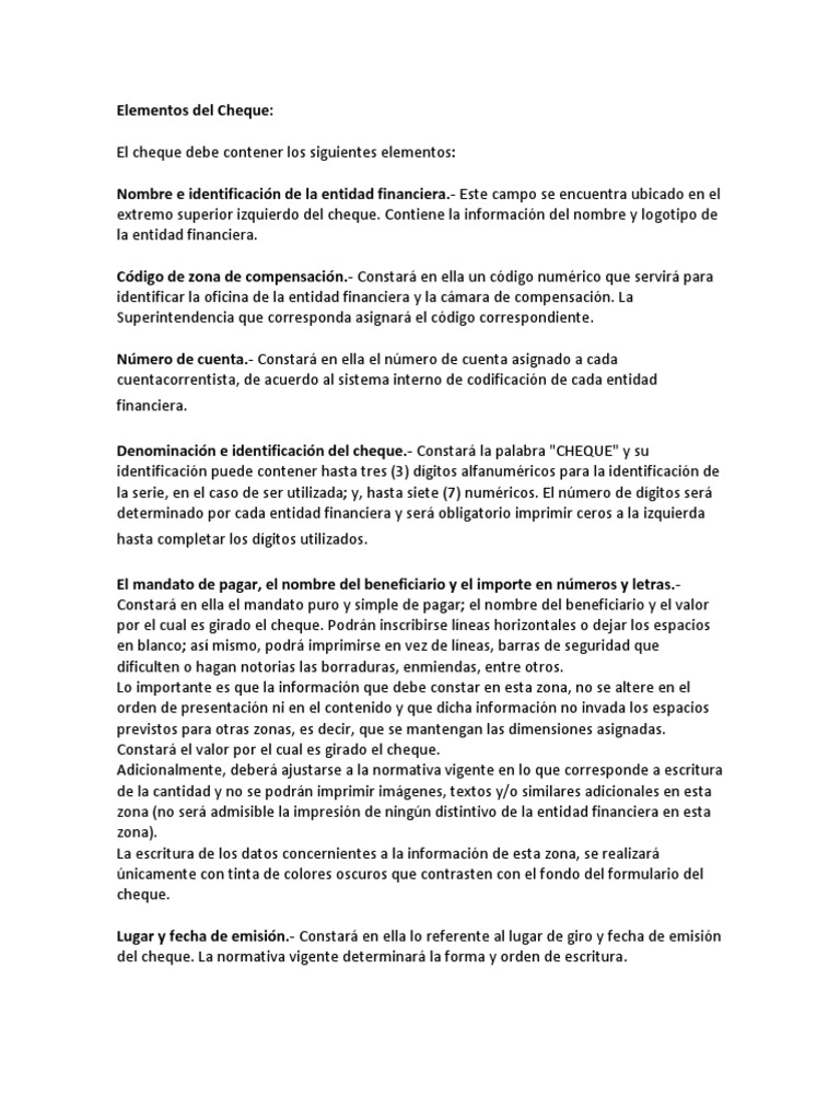 Guía de Elementos del Cheque | PDF | Cheque | Información