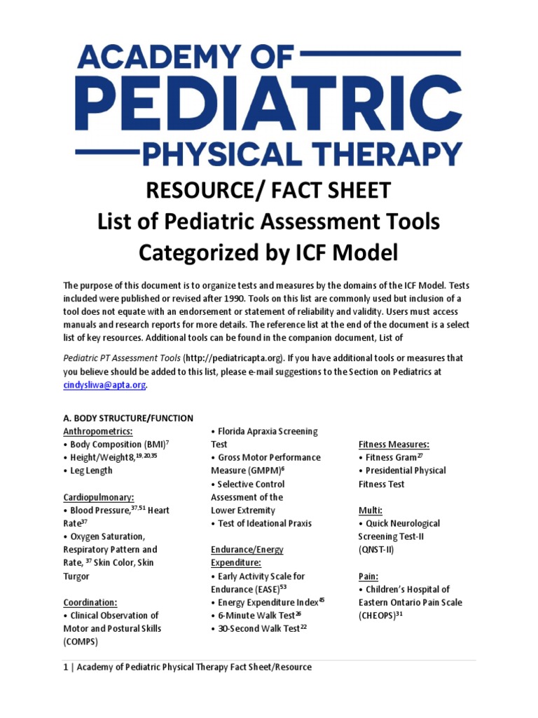 Pediatric Assessment&screening Tools | PDF | Nervous System