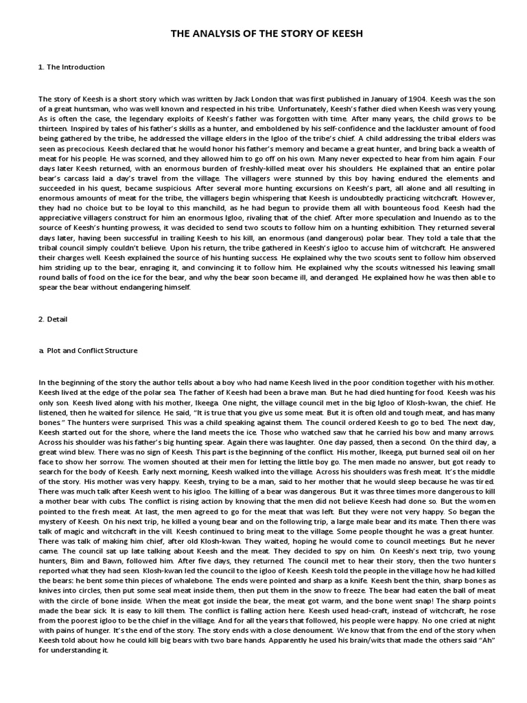 Analysis of "The Story of Keesh" | PDF | Hunting | Bears