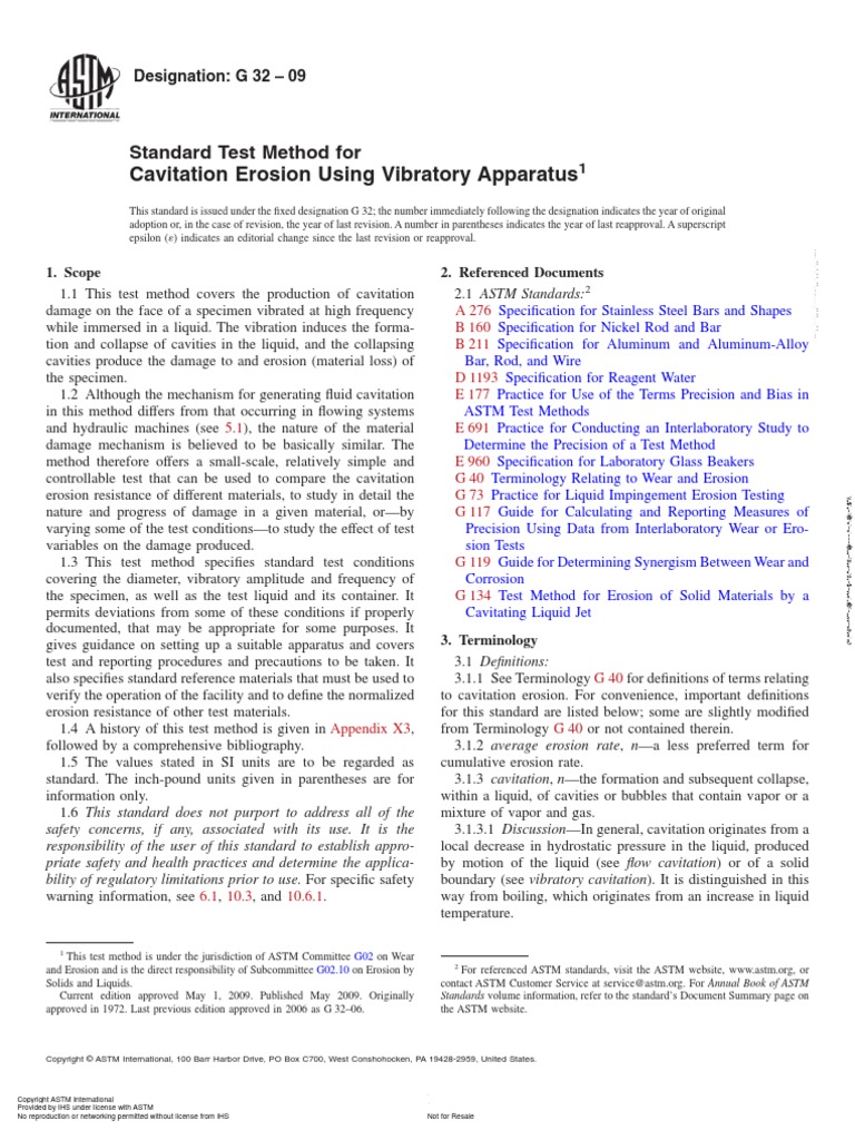Astm G32 | PDF | Erosion | Strength Of Materials