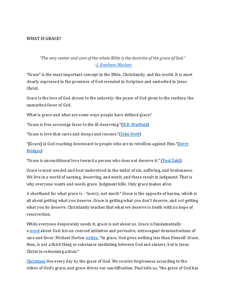 What Is Grace? | Download Free PDF | Grace In Christianity | The Gospel