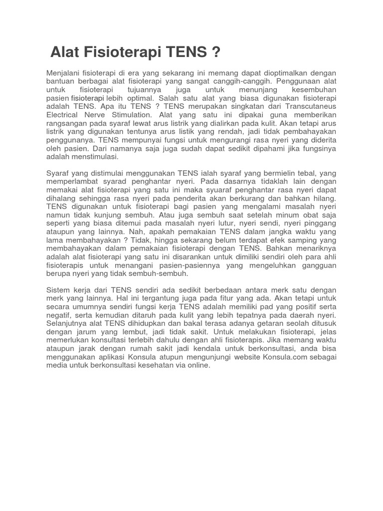 Alat Fisioterapi TENS | PDF