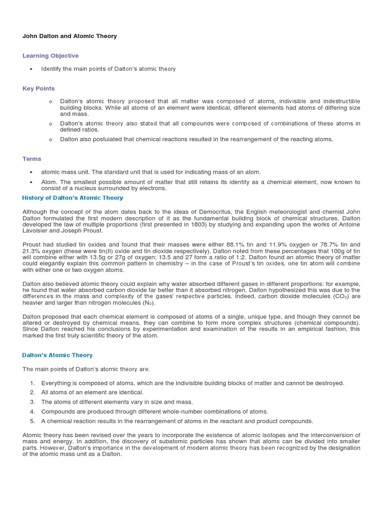 Joseph Proust Atomic Model