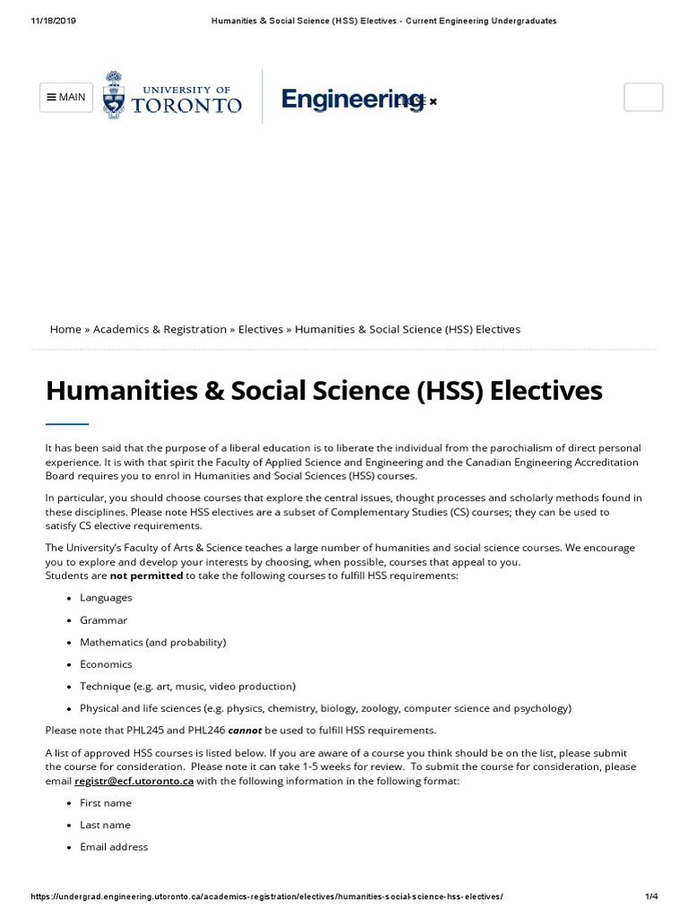 Humanities & Social Science (HSS) Electives - Current Engineering ...