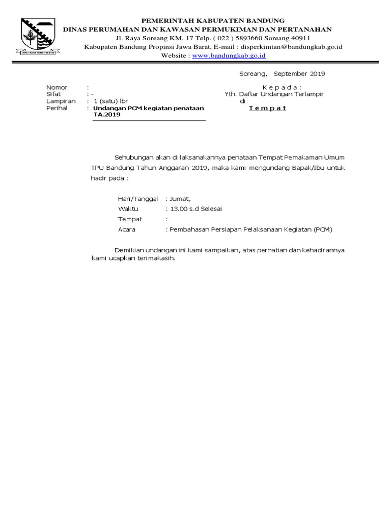 Contoh Undangan Rapat PCM | PDF