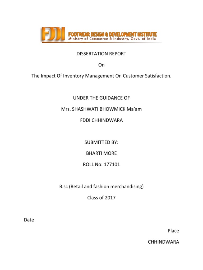 DISSERTATION REPORT On Inventory Management | PDF | Inventory | Retail