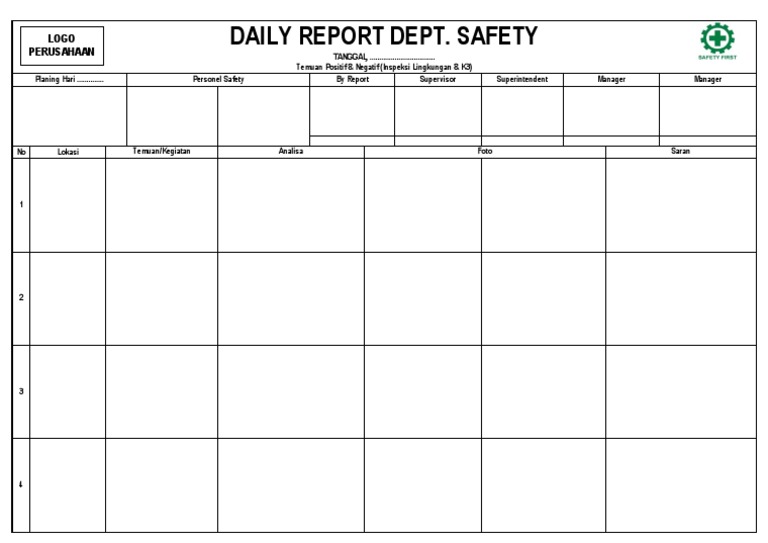 Contoh Form Daily Report | PDF