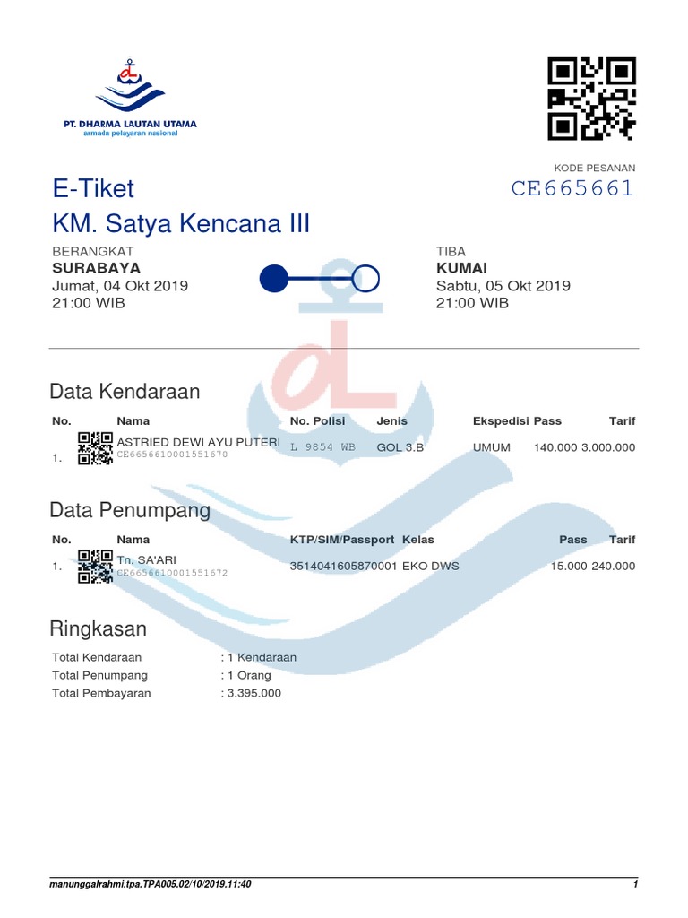 E-Tiket Kapal Dharma Lautan Utama | PDF | Hukum