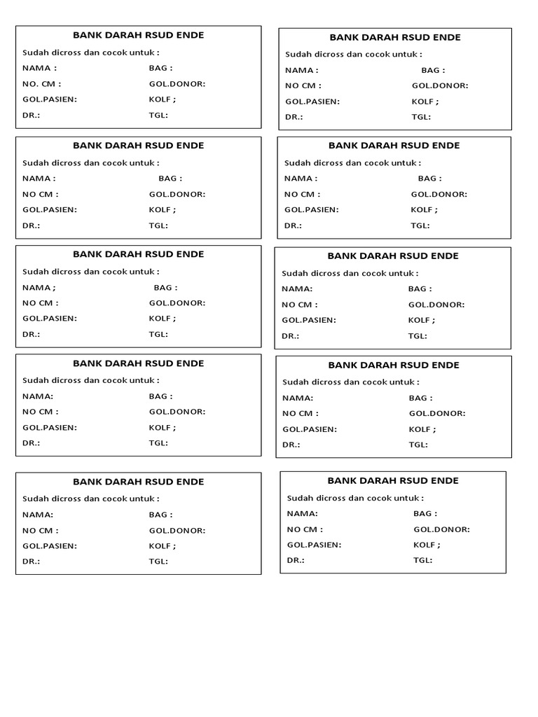 Label Kantong Darah | PDF
