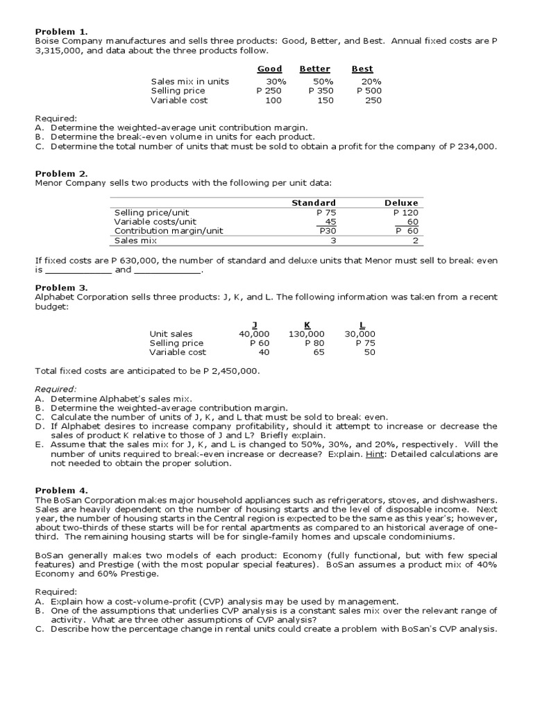 Activity - Sales Mix | PDF | Business Economics | Economies