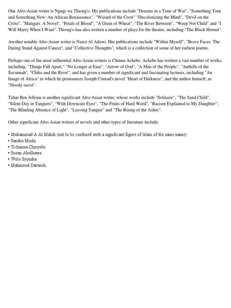 Afro-Asian Lit | PDF | Poetry | General Fiction