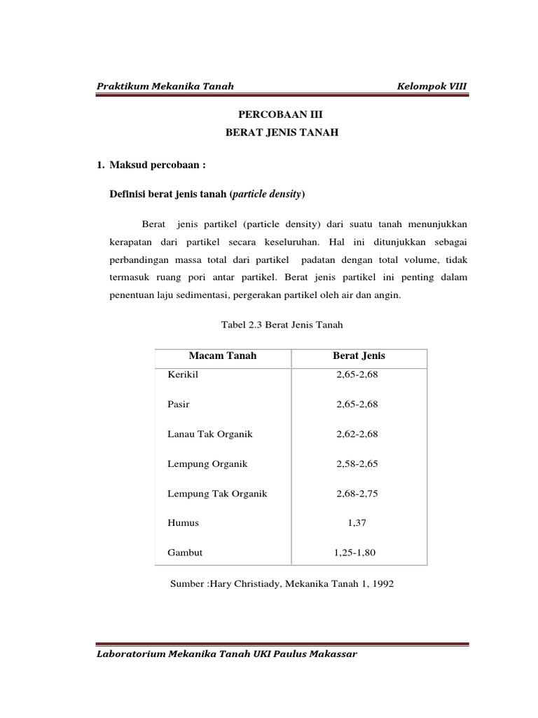 Berat Jenis Tanah-1 | PDF