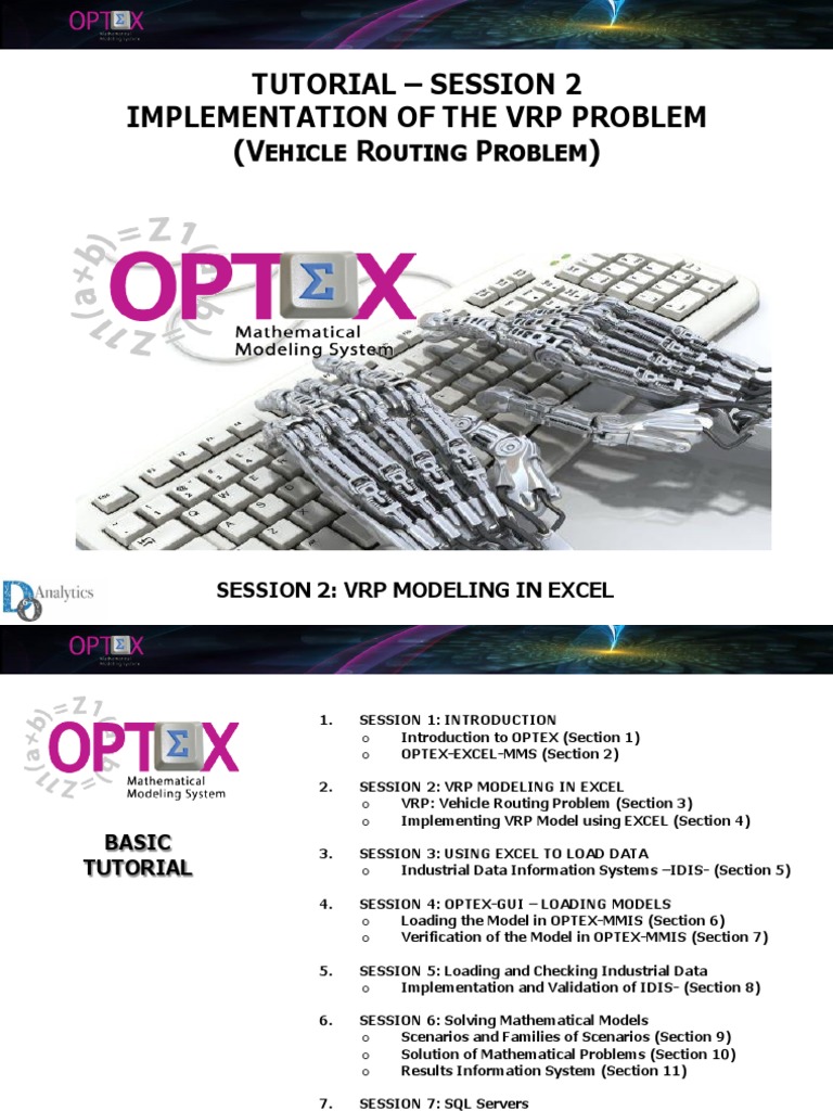 OPTEX Tutorial 2 VRP Modeling Excel | PDF | Summation | Mathematical Model