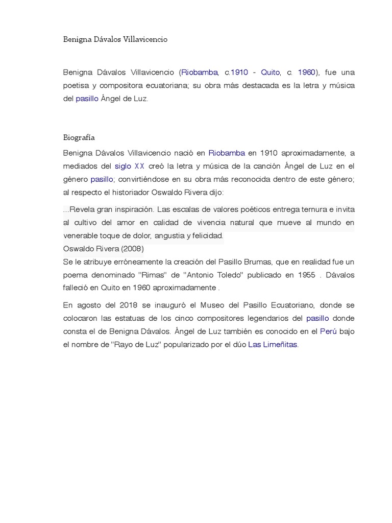 Benigna Davalos (Angel de Luz) | PDF