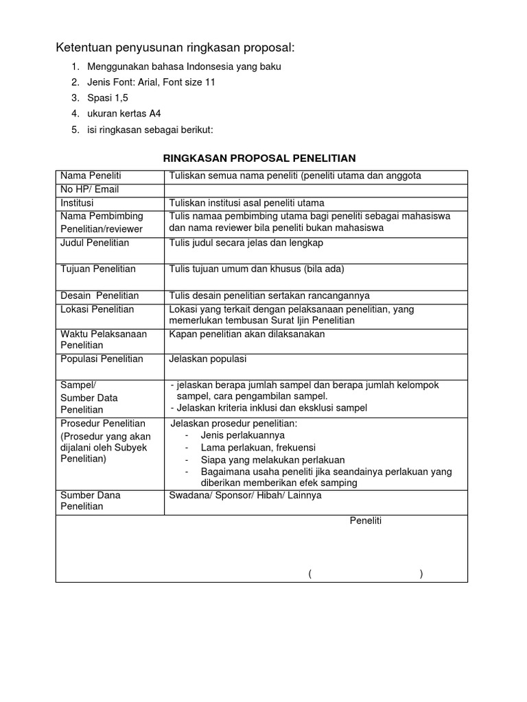 Ketentuan Ringkasan Proposal Penelitian | PDF