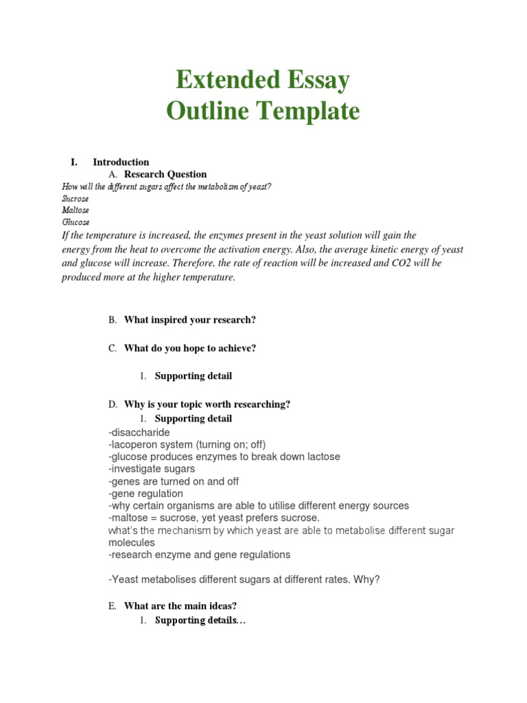 EE Outline Template | PDF | Yeast | Sucrose