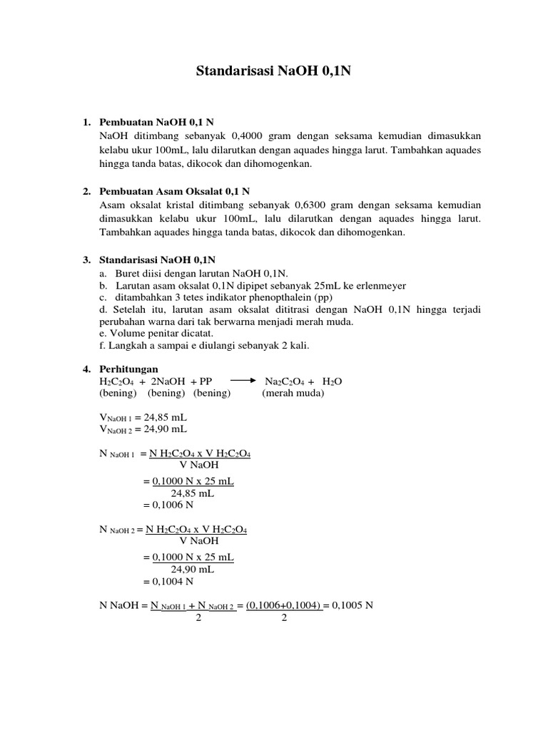 Standarisasi NaOH 0.1 N | PDF