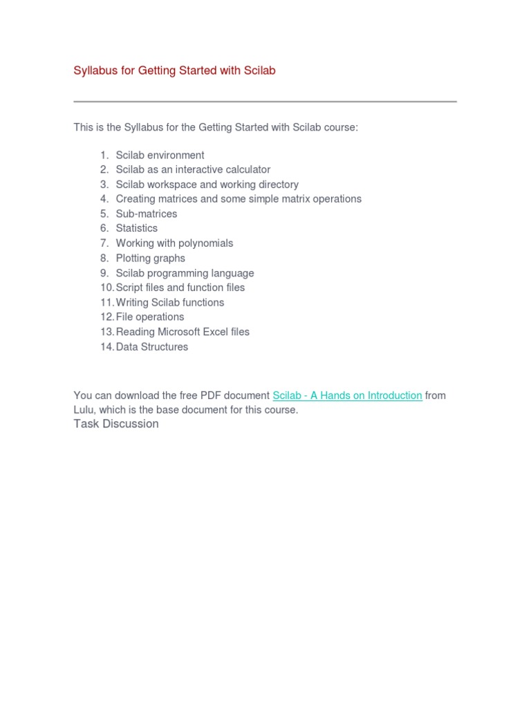 Getting Started With Scilab-Seminario | Download Free PDF | Matrix (Mathematics) | Command Line ...