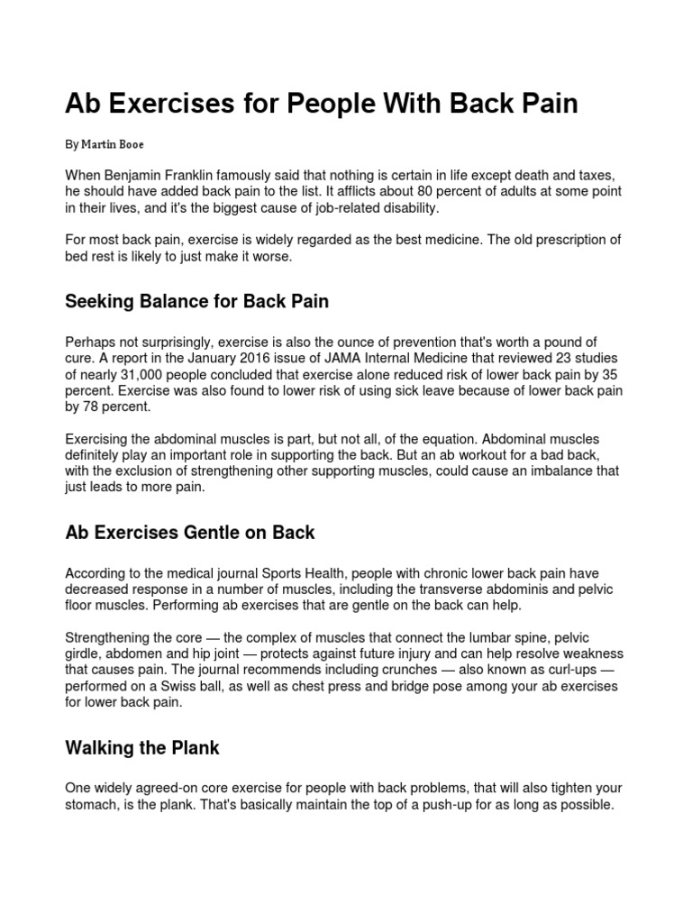 Ab Exercises For People With Back Pain | PDF | Abdomen | Human Body