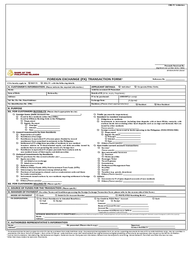 BPI FXT Form (As of 02 Sep 2019) | PDF | Foreign Exchange Market ...