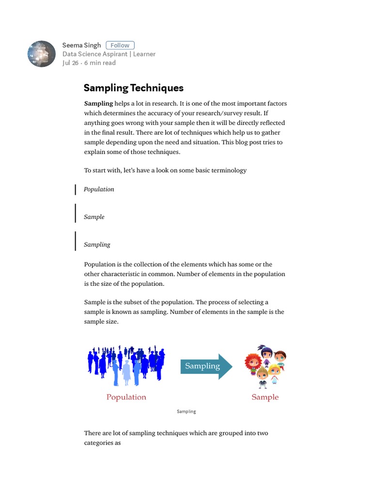 Sampling Techniques - Towards Data Science | PDF | Sampling (Statistics) | Evaluation Methods
