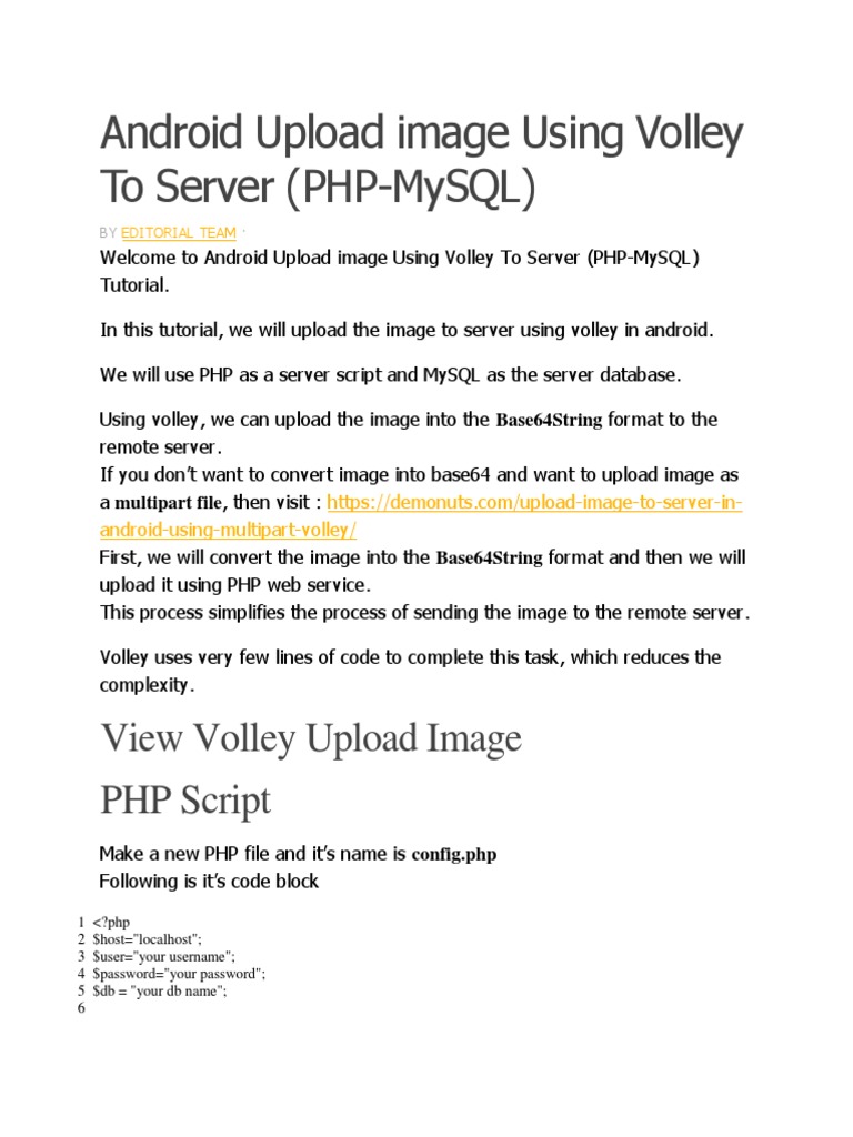 Android Upload Image Using Volley To Server | PDF | Php | Component Object Model