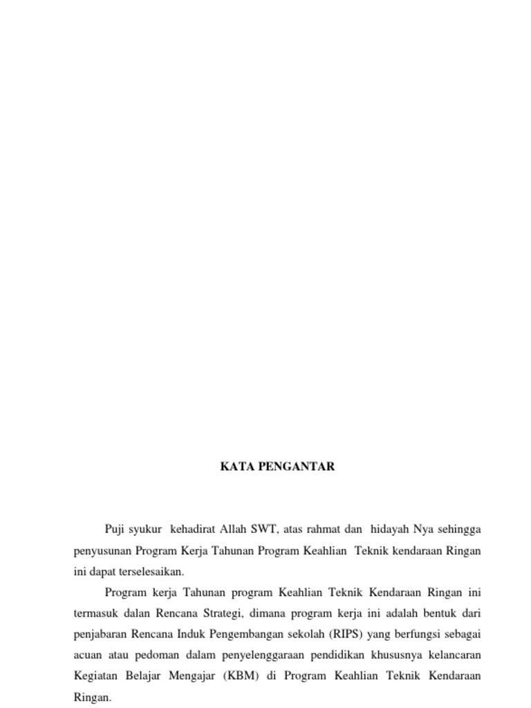 Program Rencana Kerja K3 Tkr Pdf