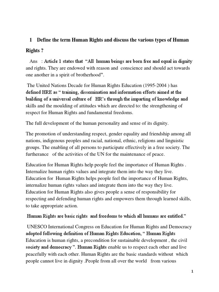 Human Rights Notes | PDF | Human Rights | Children's Rights