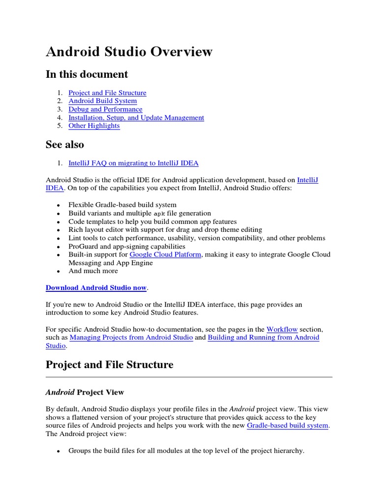 Android Studio Overview | PDF | Android (Operating System) | Command Line Interface
