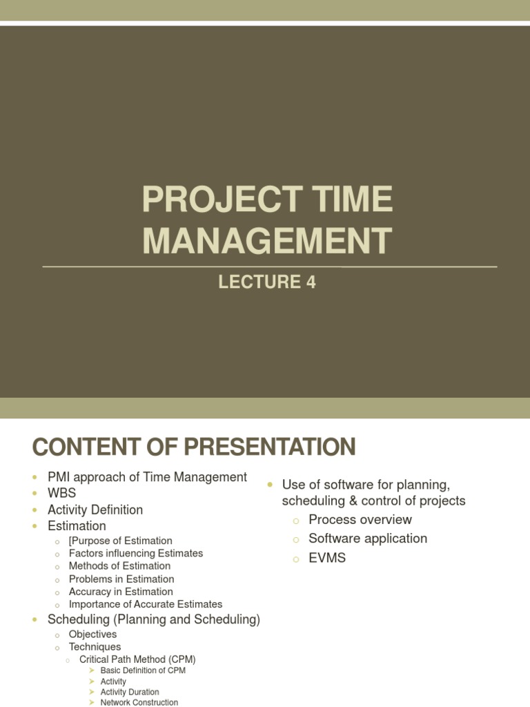 Lecture 4-Project Scheduling & Time Management | PDF | Histogram ...