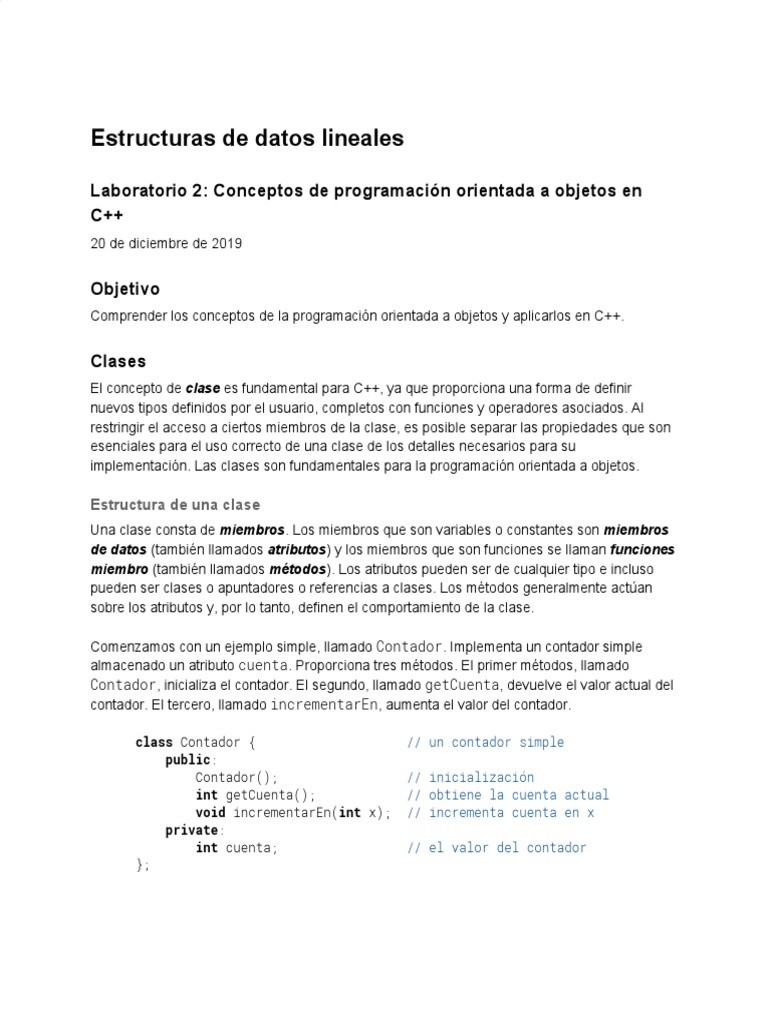 Conceptos de Programación Orientada A Objetos en C++ | PDF | C ...