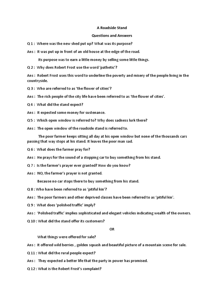 A Roadside Stand | PDF