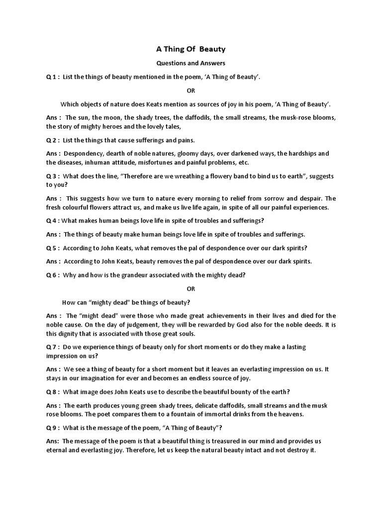 A Thing of Beauty-1 | PDF | John Keats | Heaven