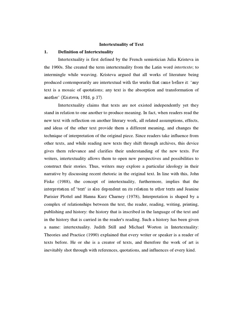 Understanding Intertextuality in Literature | PDF | Intertextuality