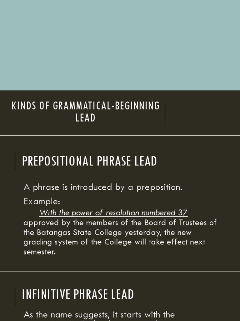 Kinds of Grammatical-Beginning Lead | PDF