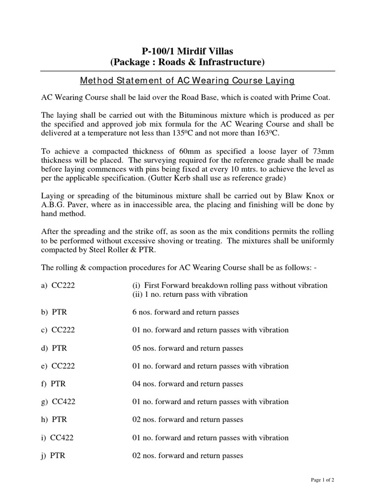 AC Wearing Course Laying | PDF | Asphalt | Economic Sectors