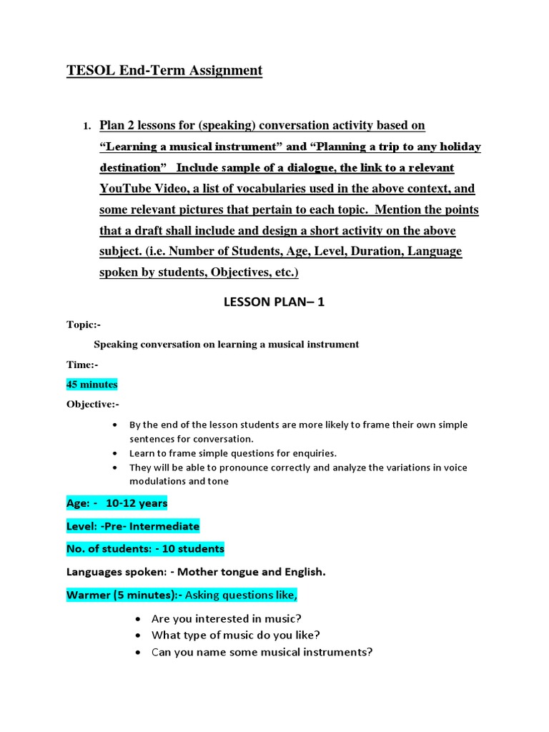 TEFL end term assignment (1) | Food And Drink | Food & Wine