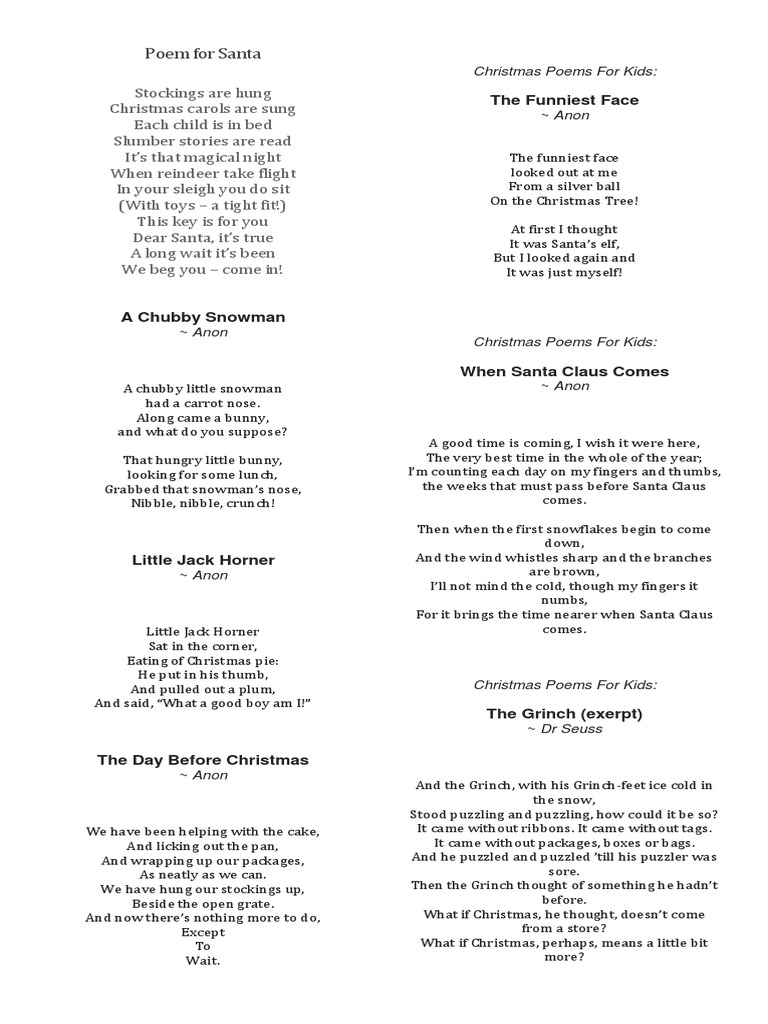 Christmas Poems | PDF | Santa Claus | Christmas Characters