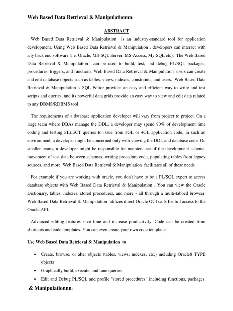 32.web Based Data Retrieval & Manipulation | PDF | Web Application | Databases