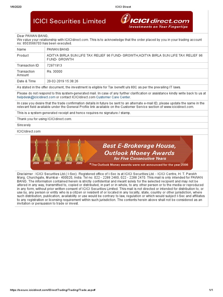 ELSS Tax Receipt | PDF | Receipt | Mail