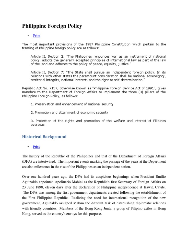Philippine Foreign Policy | PDF | National Security | Public Sphere