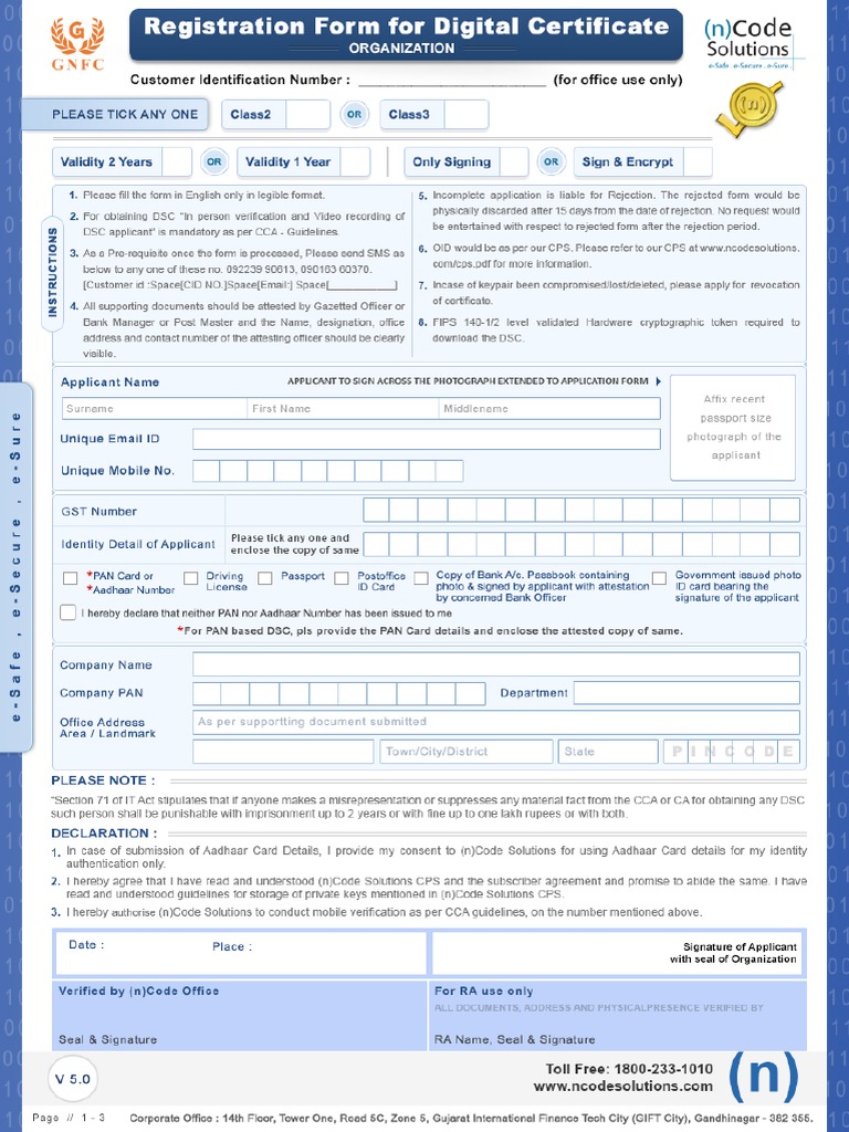 Vsign Digital Signature Form | PDF