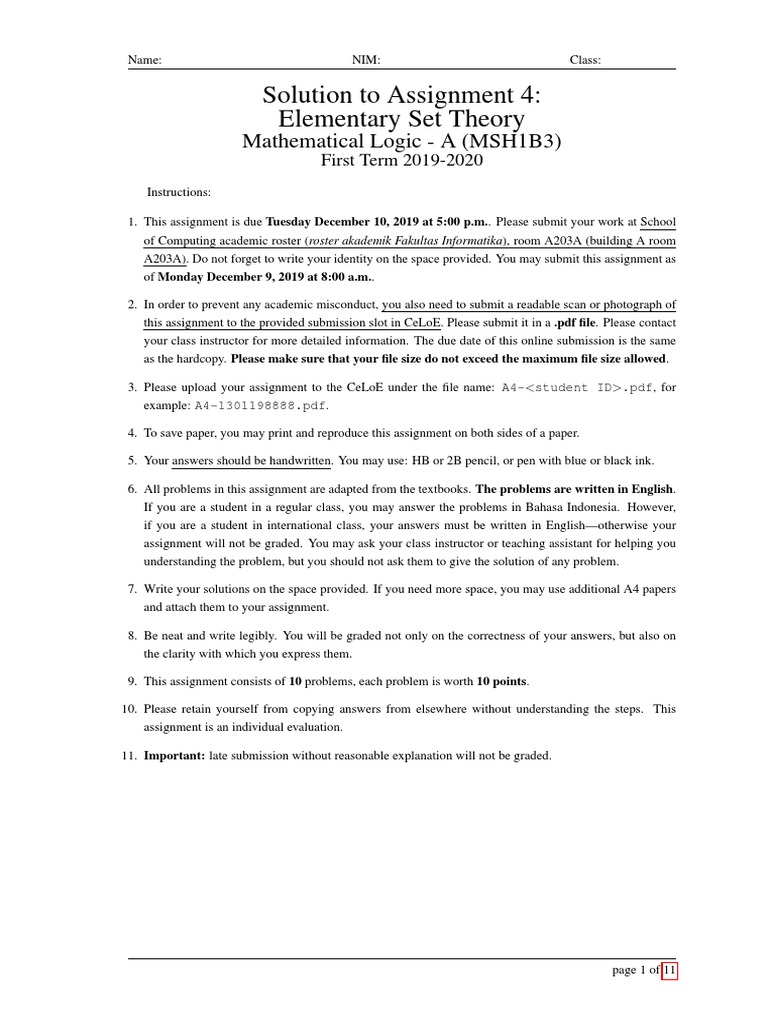 Sol Assignment4-SetTheory | PDF | Integer | Mathematical Concepts