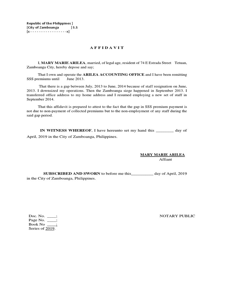 Affidavit For SSS | PDF