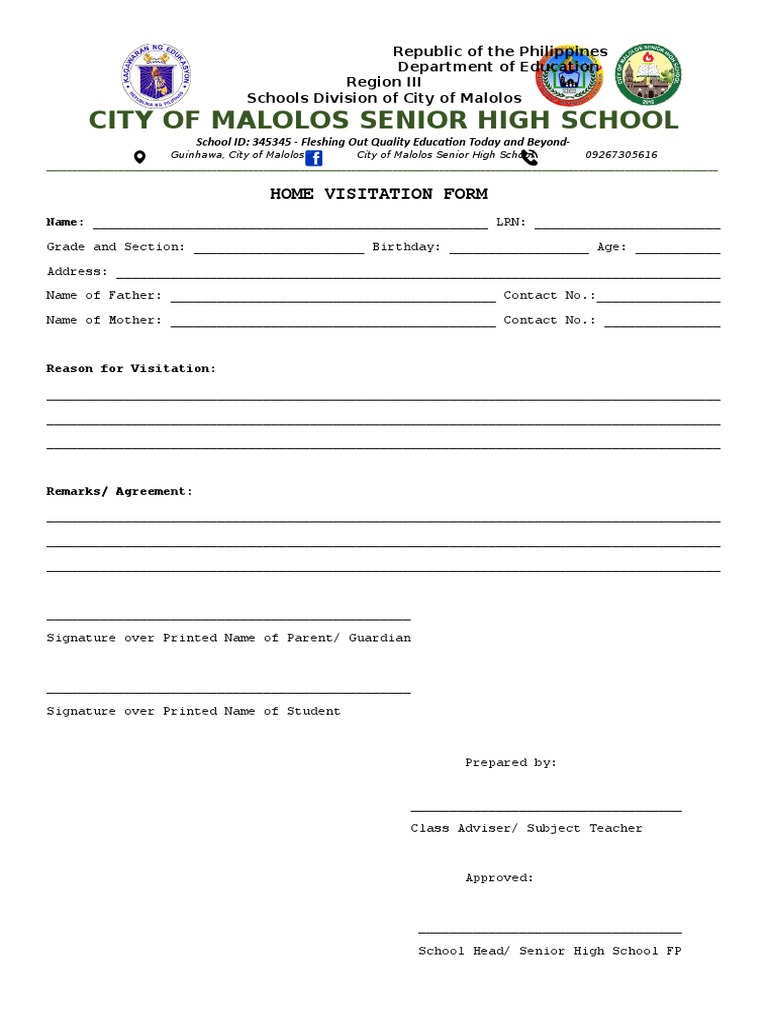 Home Visitation Form | PDF